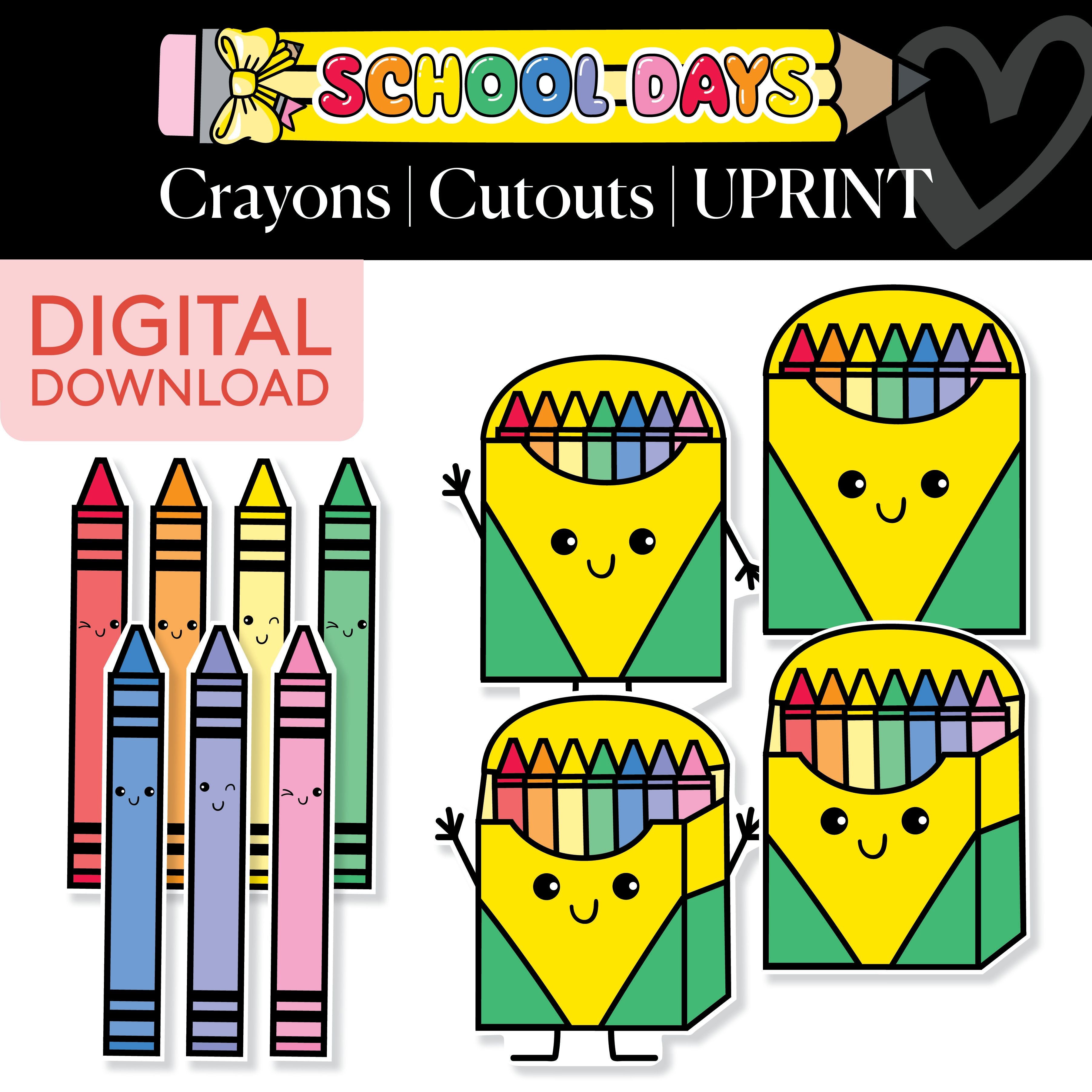 Printable Bright Rainbow Crayons Bulletin Board Cutouts | School Days ...
