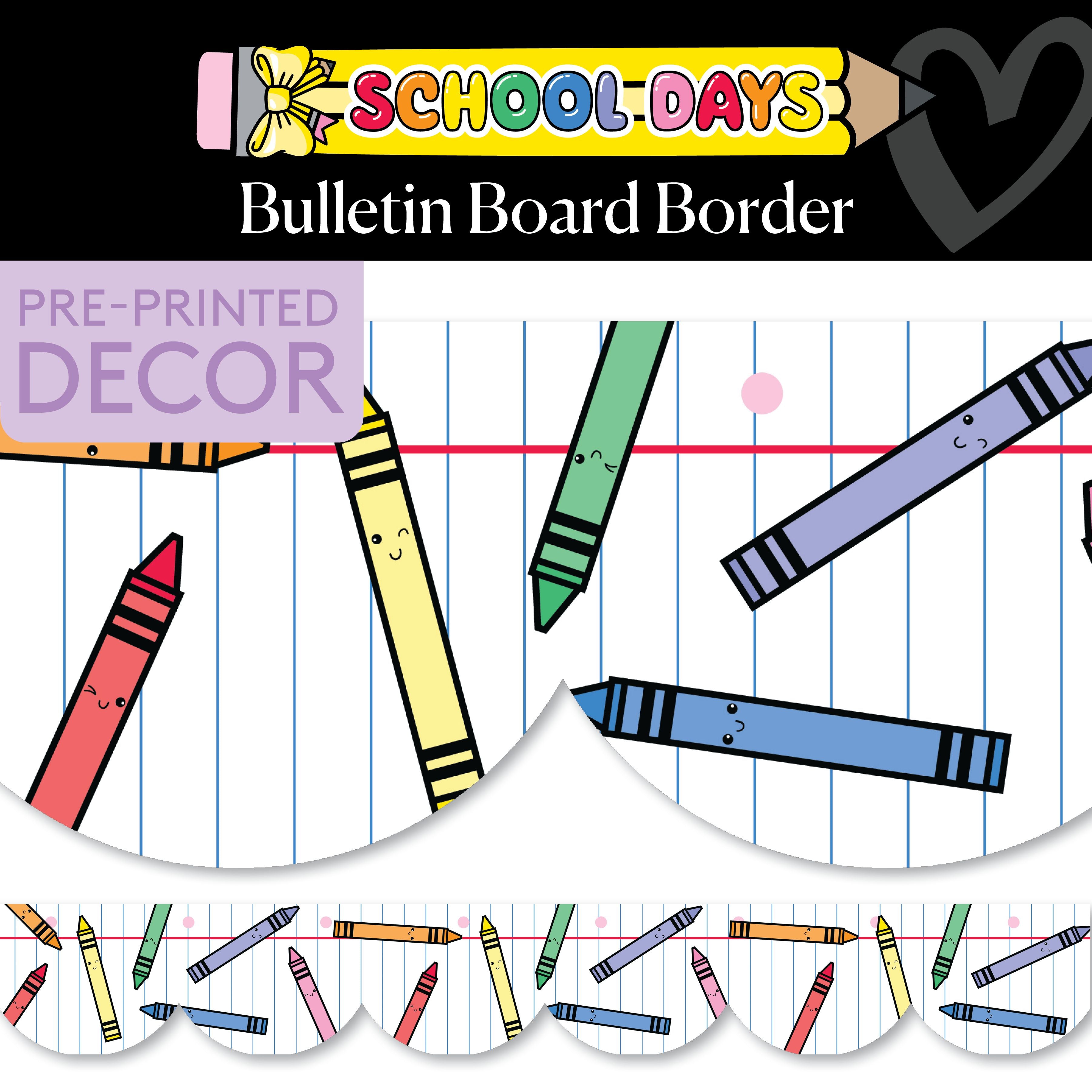 Color In The Lines Bright Rainbow Crayon Bulletin Board Border | Schoo ...