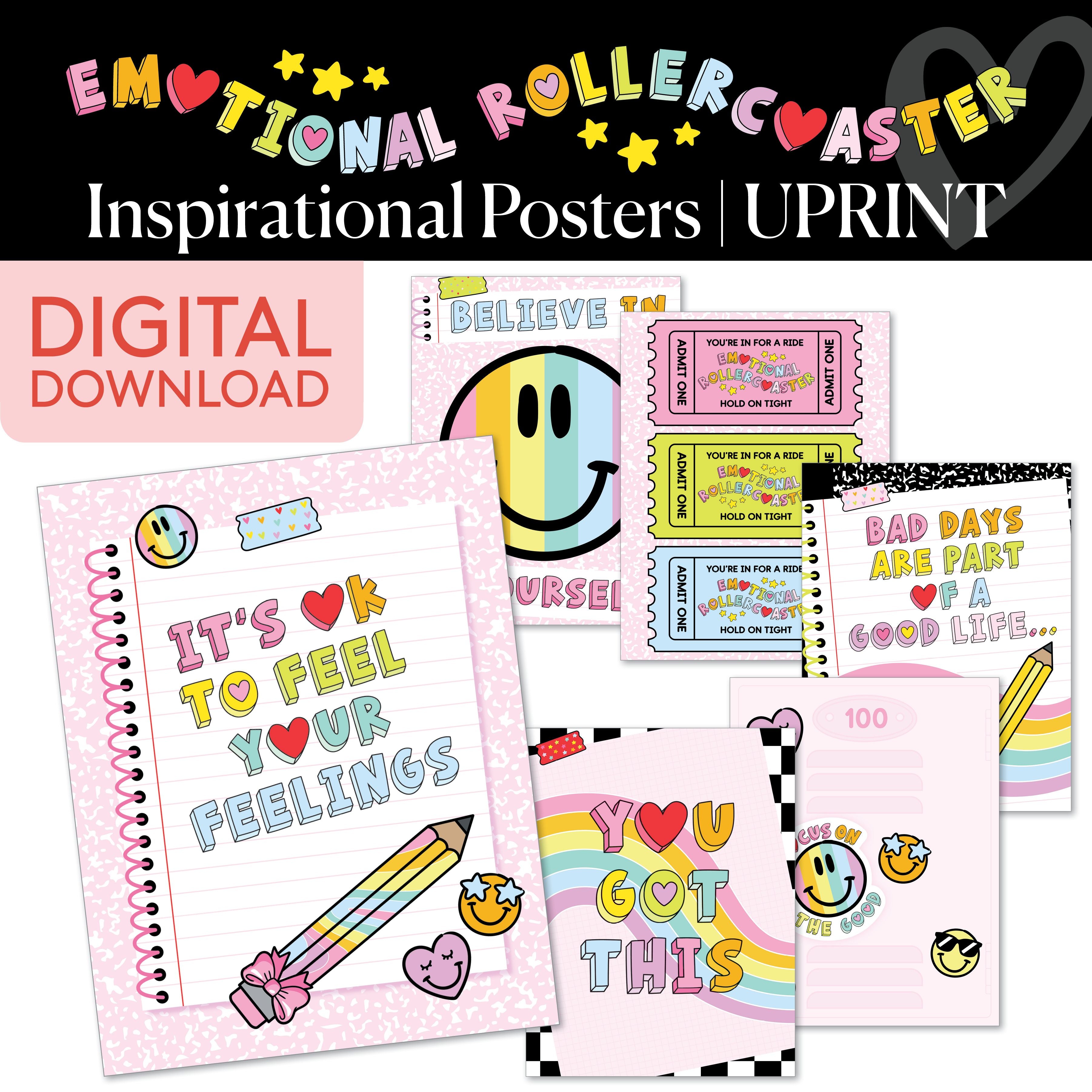 Printable Rainbow Pastel Inspirational Posters | Emotional Rollercoast ...