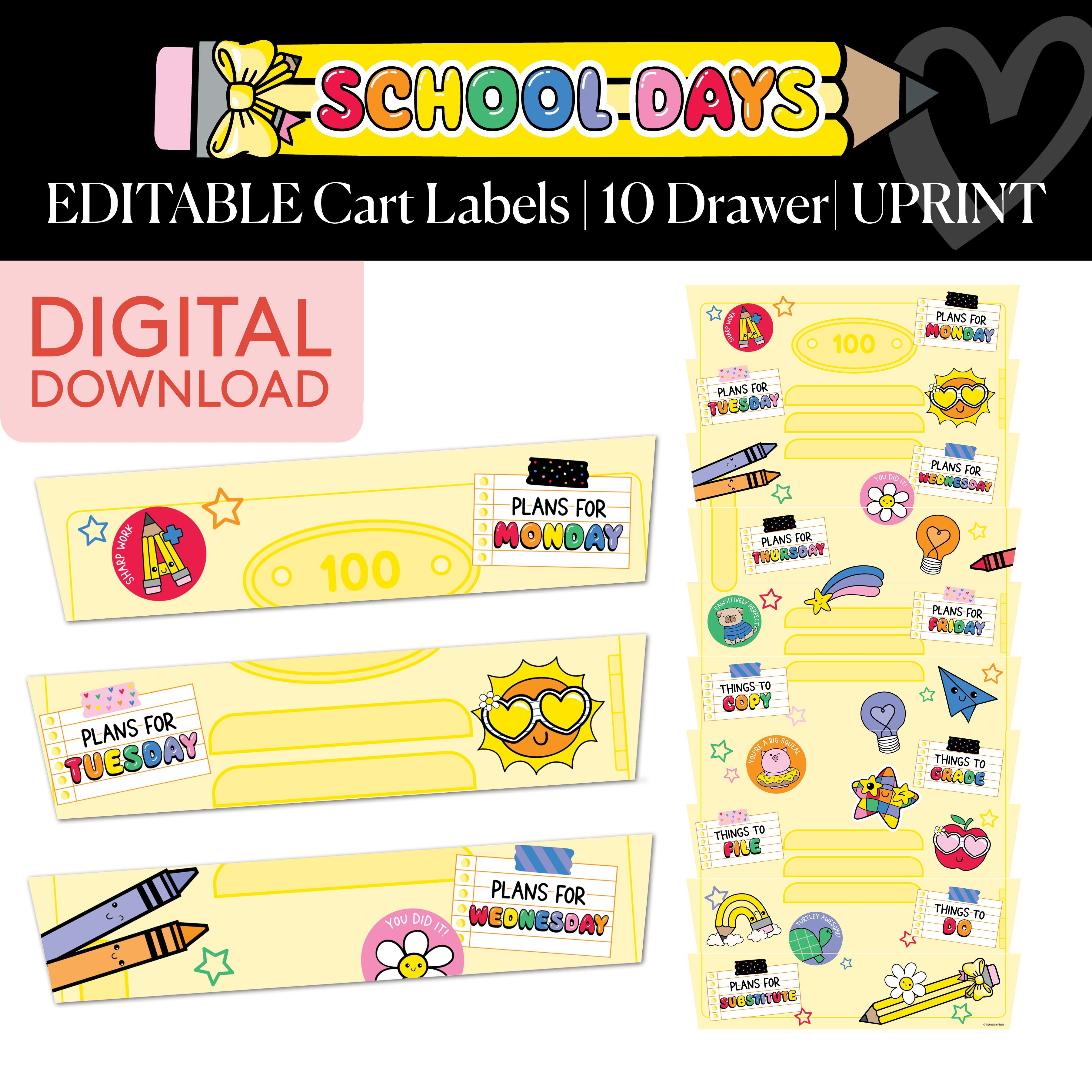 Printable Bright Rainbow Editable 10 Drawer Locker Classroom Cart Labe ...