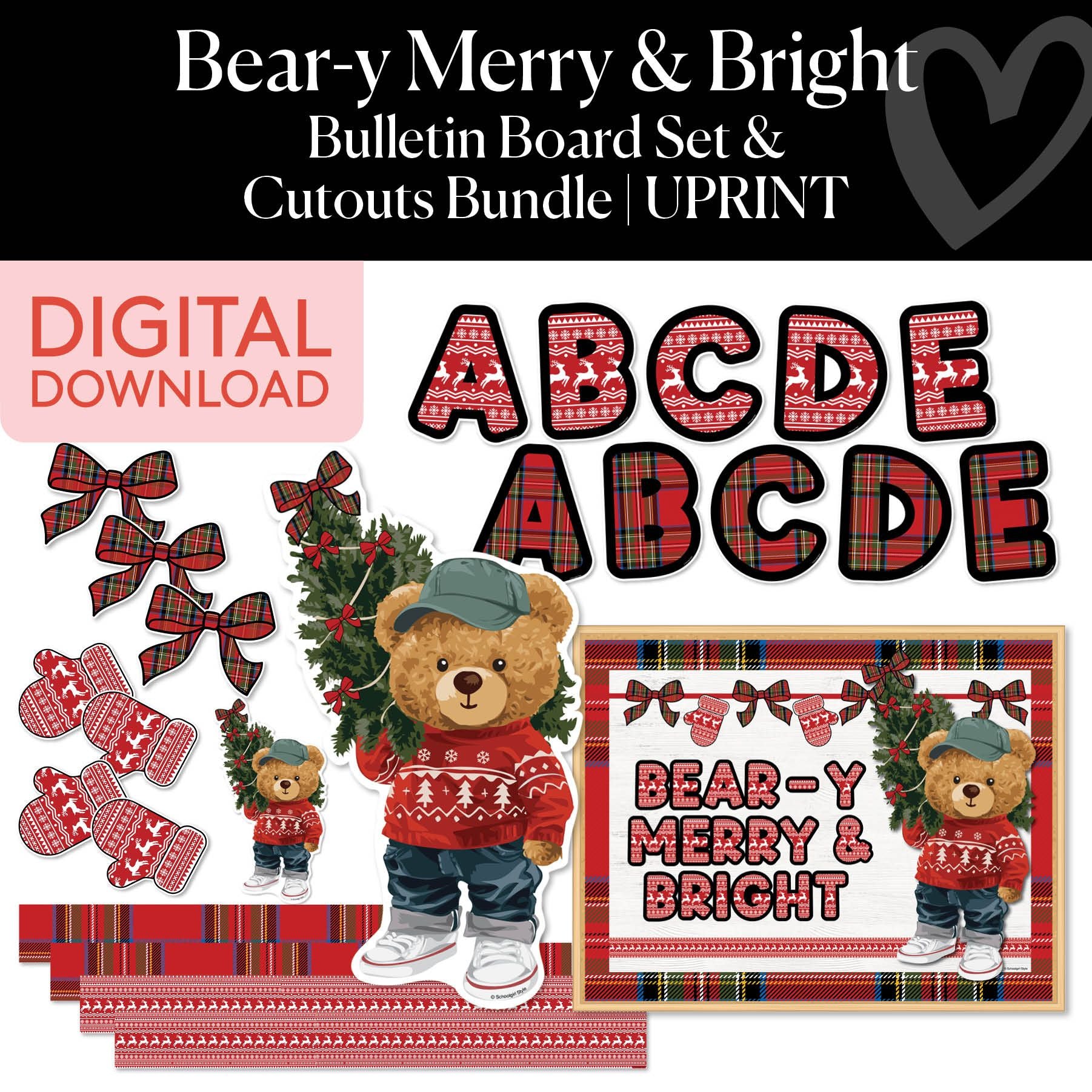 Printable Bear-y Merry and Bright Bulletin Board Set and Cutouts Bundl ...