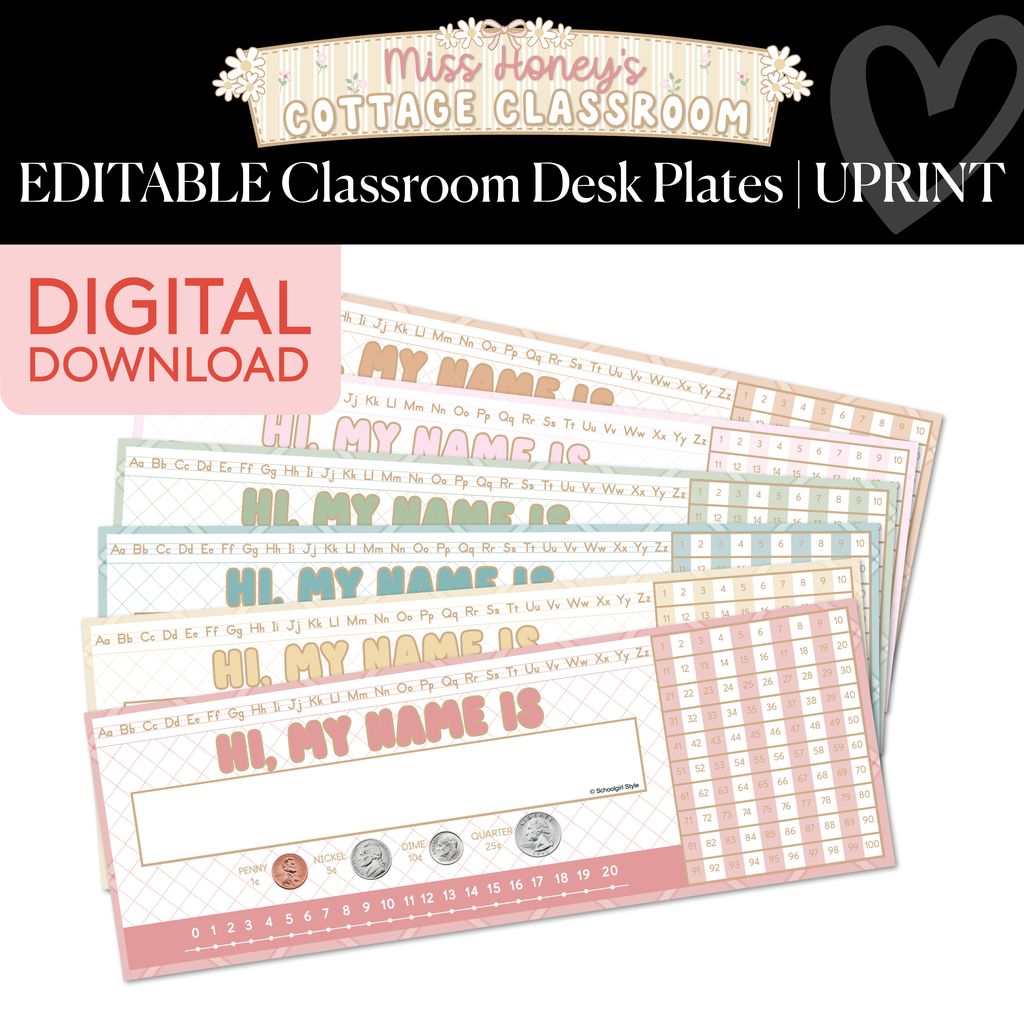 Printable Editable Classroom Desk Plates | Miss Honey's Cottage Classr ...
