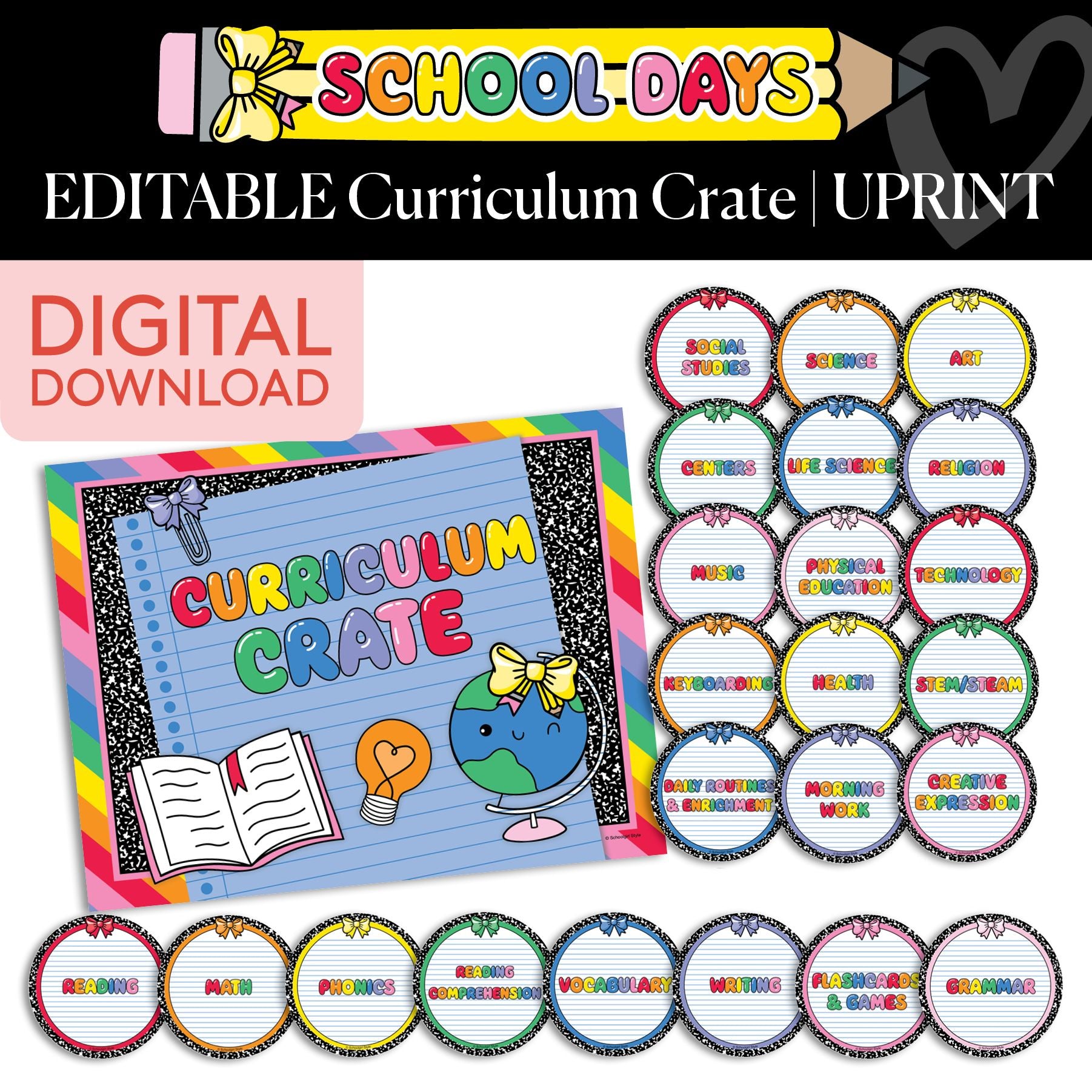 Printable Rainbow Curriculum Crate | School Days – Schoolgirl Style