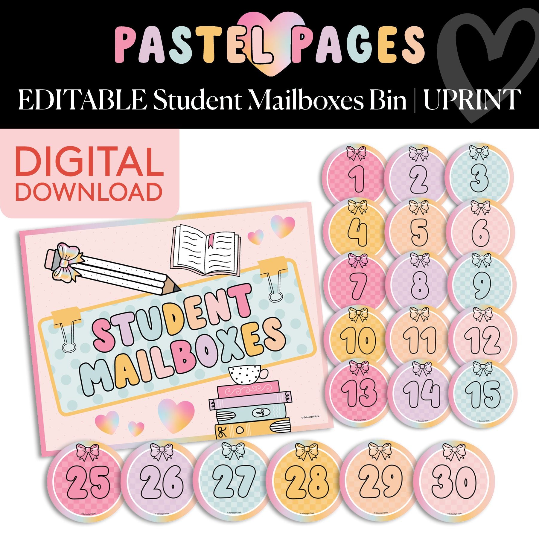 Printable Boho Pastel Student Mailboxes | Pastel Pages – Schoolgirl Style