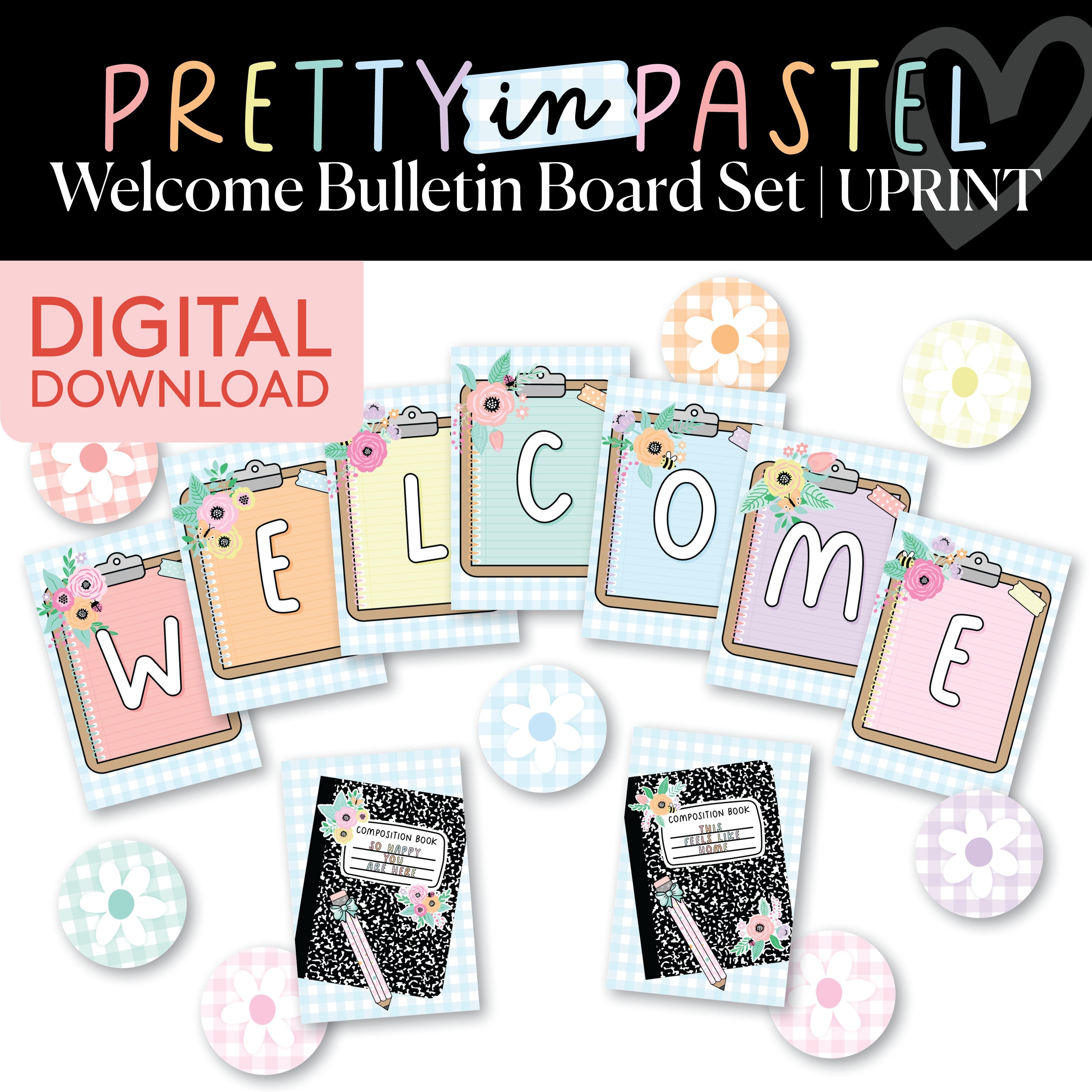 Printable Pastel Welcome Bulletin Board Set | Pretty in Pastel ...