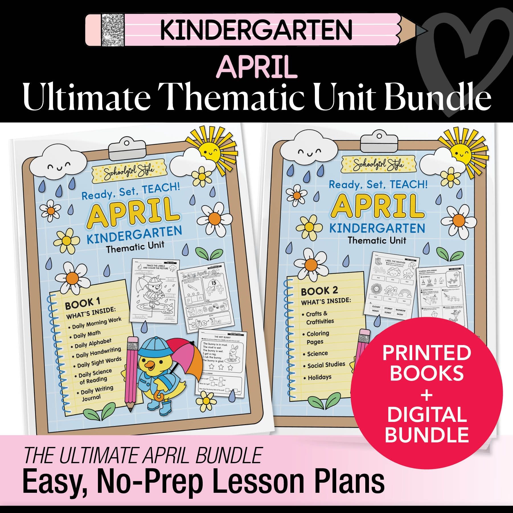 Ultimate Kindergarten April Thematic Unit Bundle – Schoolgirl Style