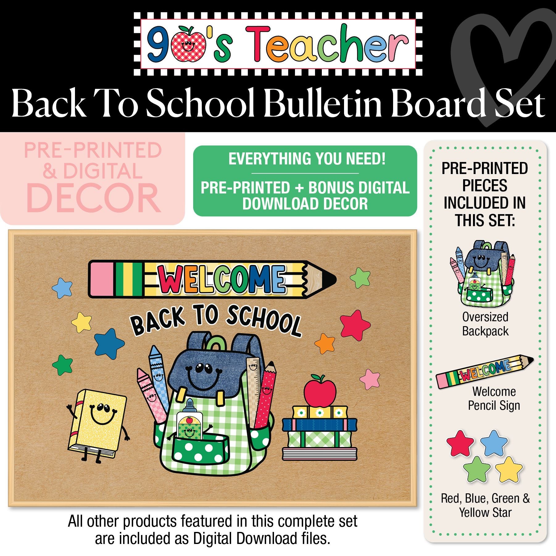 Welcome Back To School Retro Bulletin Board Set | 90s Teacher ...