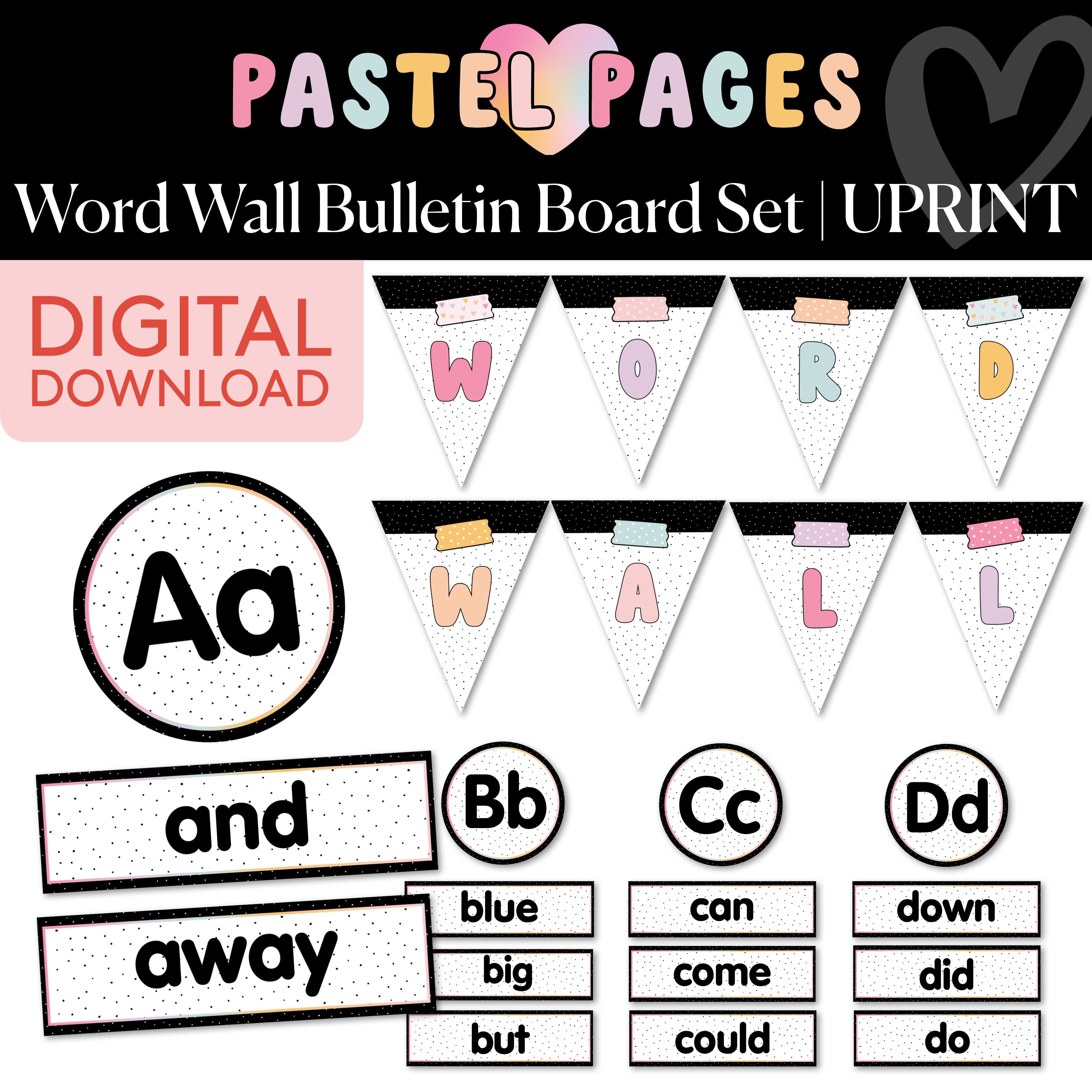 Printable Boho Pastel Word Wall Bulletin Board Set | Pastel Pages ...