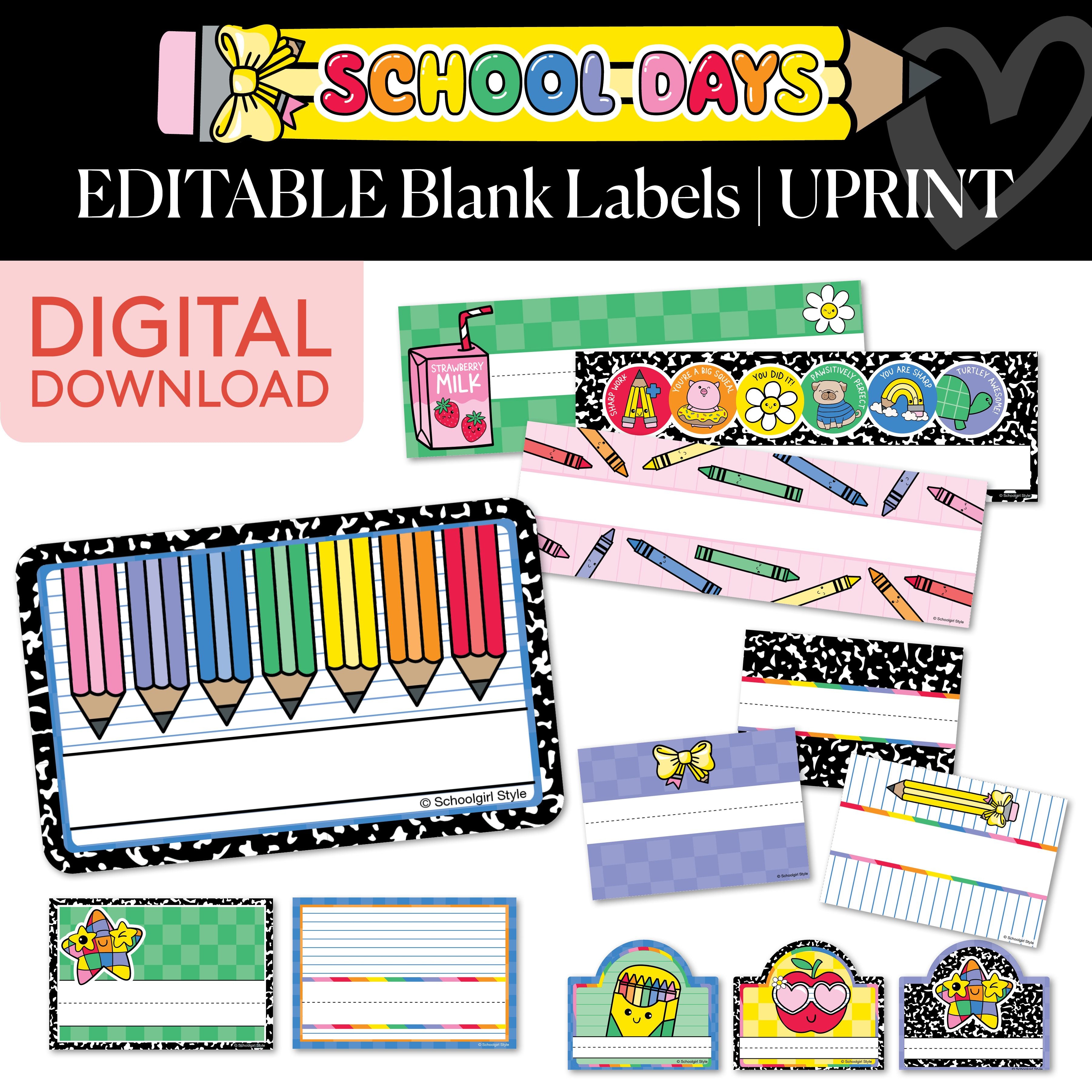 Printable Bright Rainbow Editable Blank Classroom Labels | School Days ...