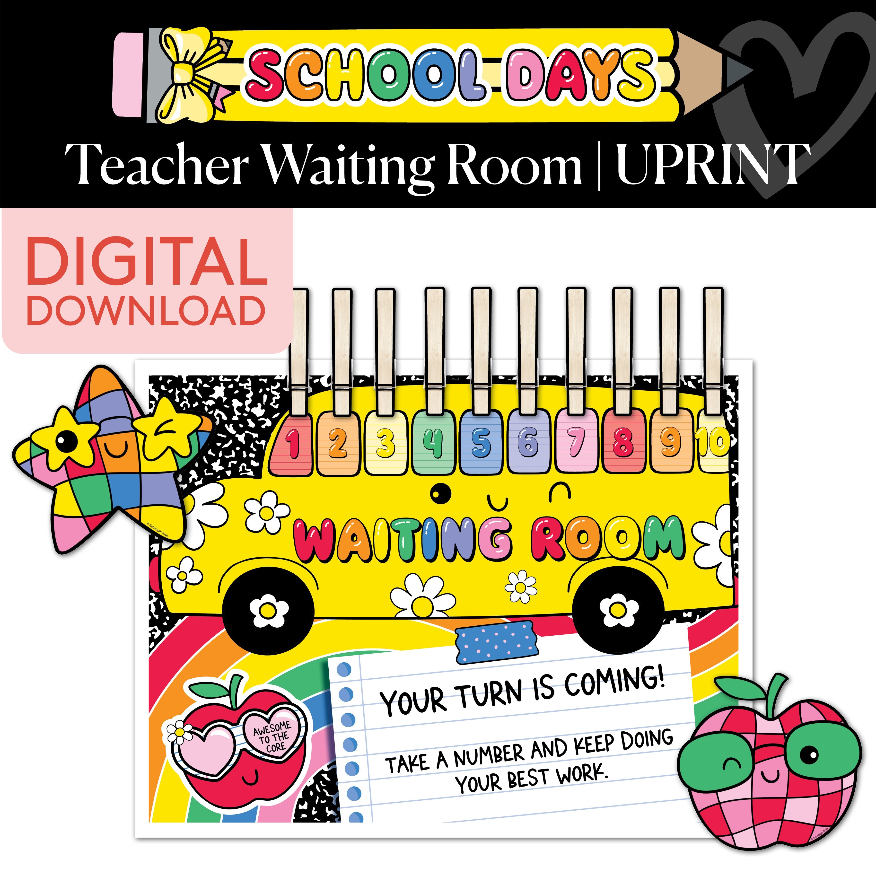Printable Bright Rainbow Teacher Waiting Room | School Days ...