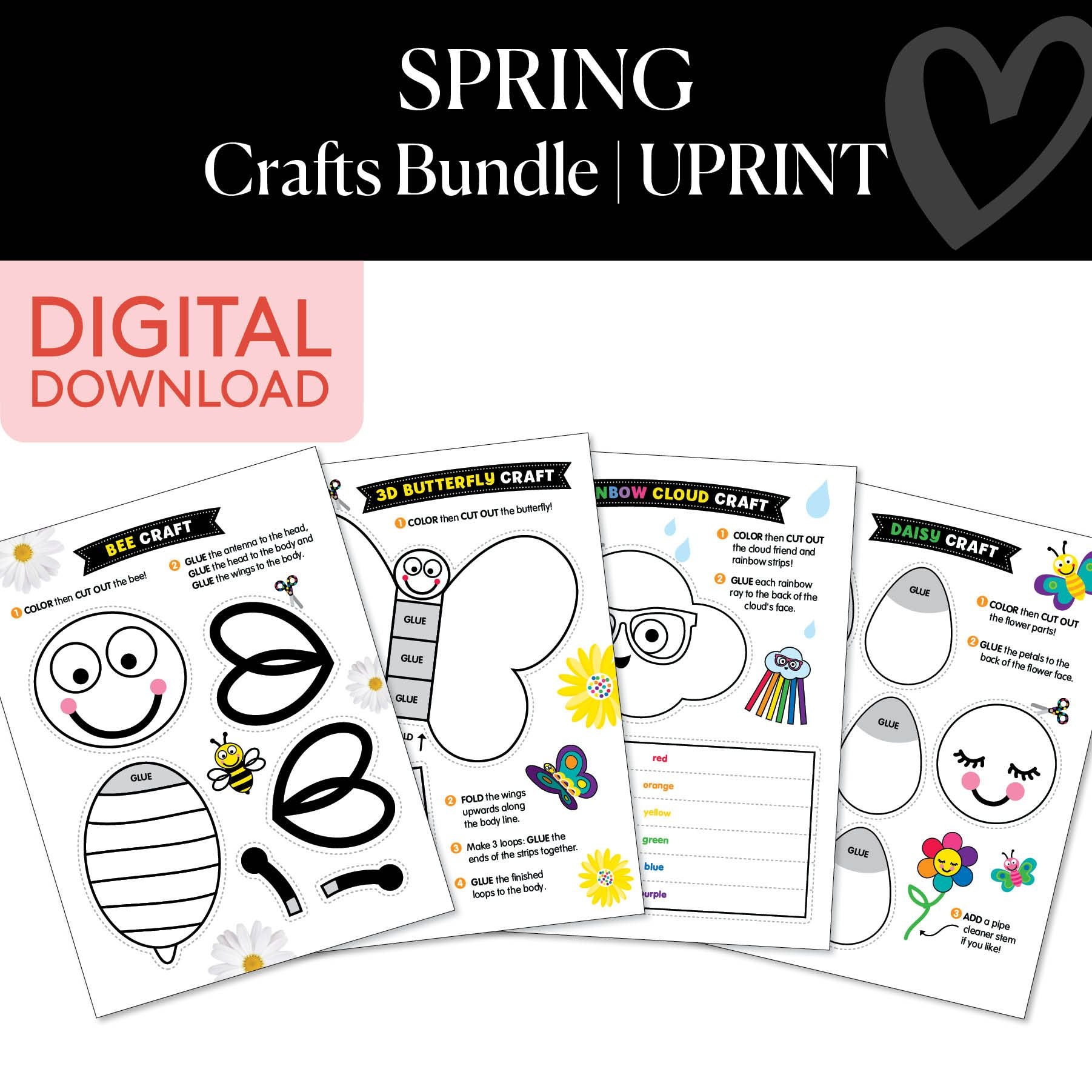 Printable Spring Crafts Bundle – Schoolgirl Style