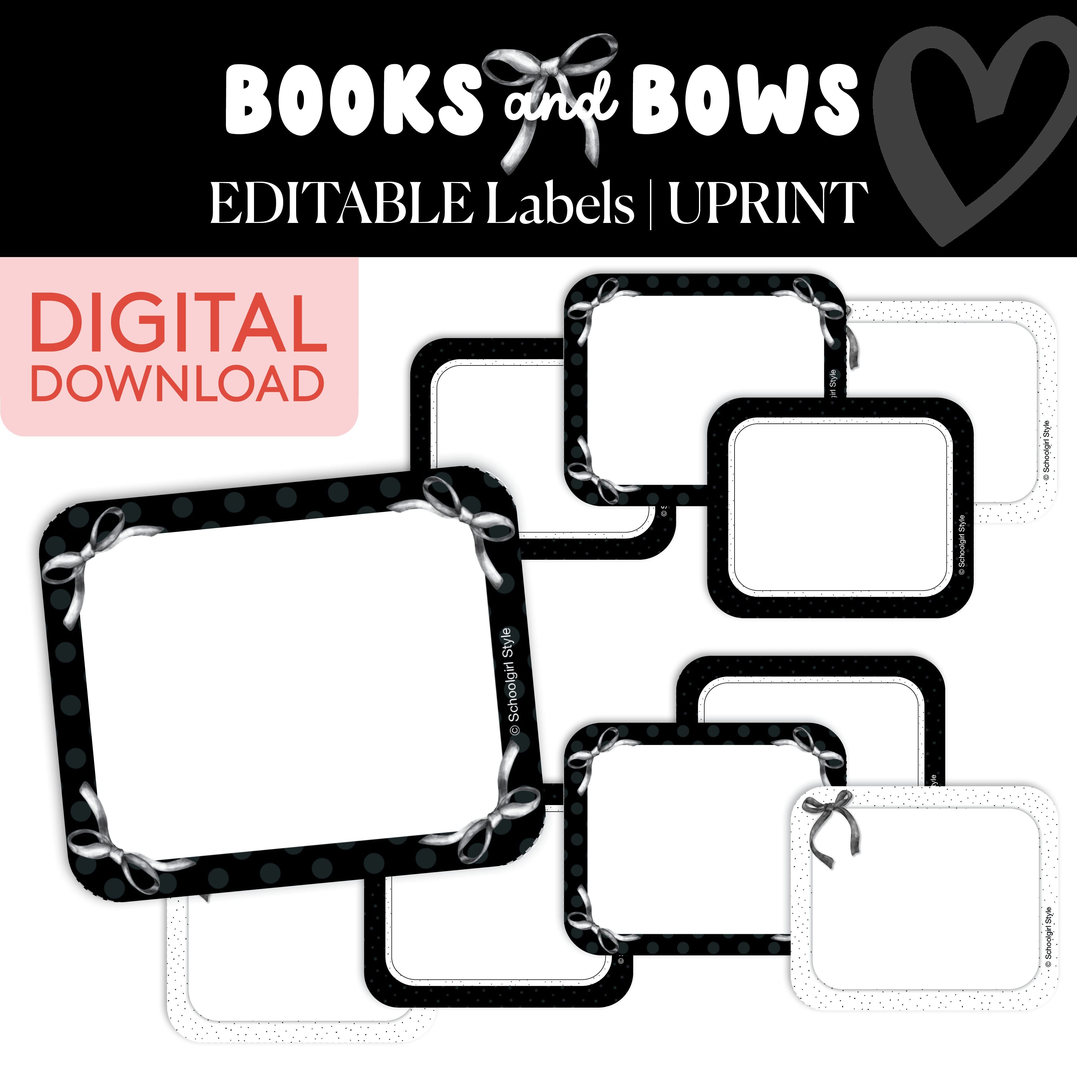Printable Black and White Editable Classroom Labels | Books and Bows ...