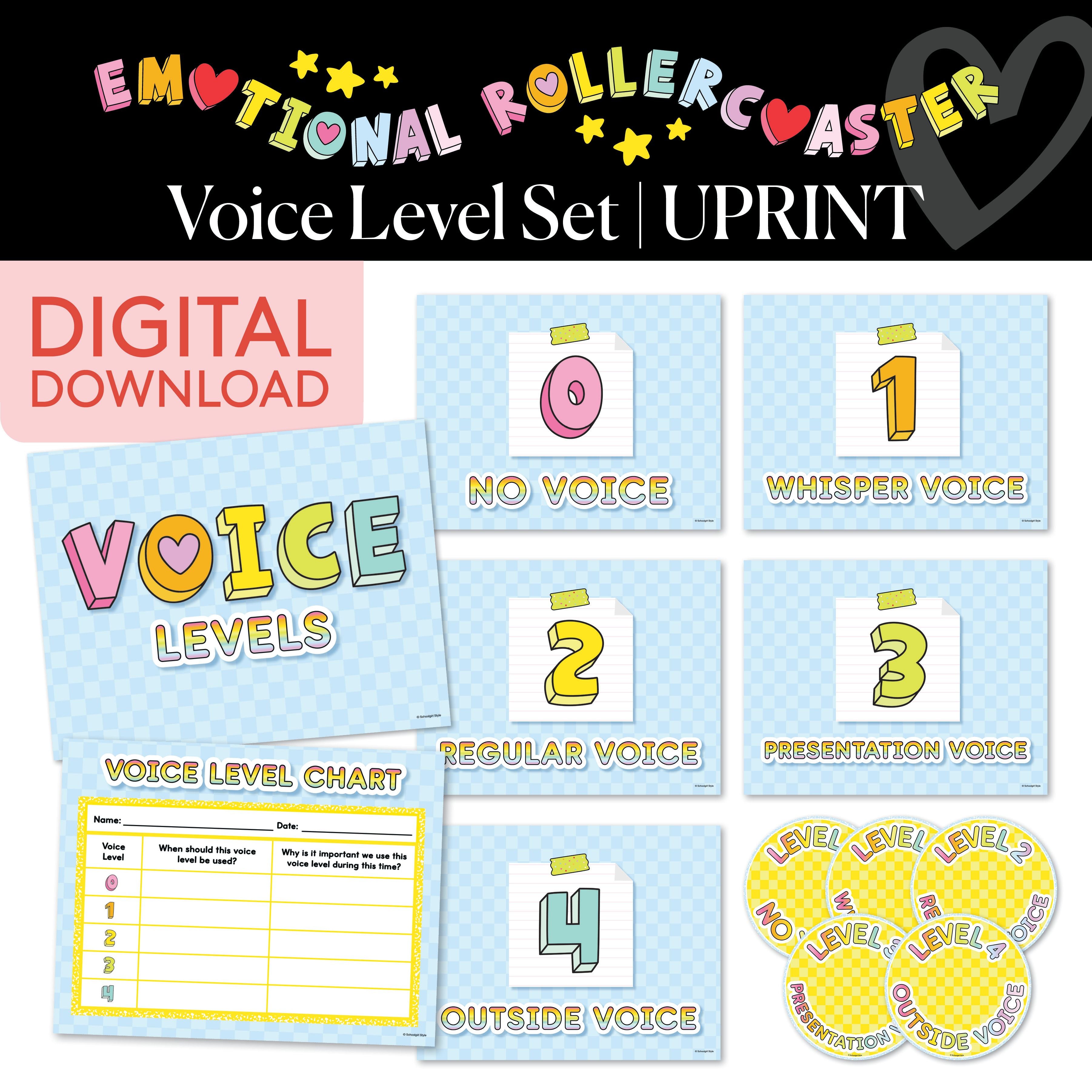 Printable Rainbow Pastel Voice Level Set | Emotional Rollercoaster ...