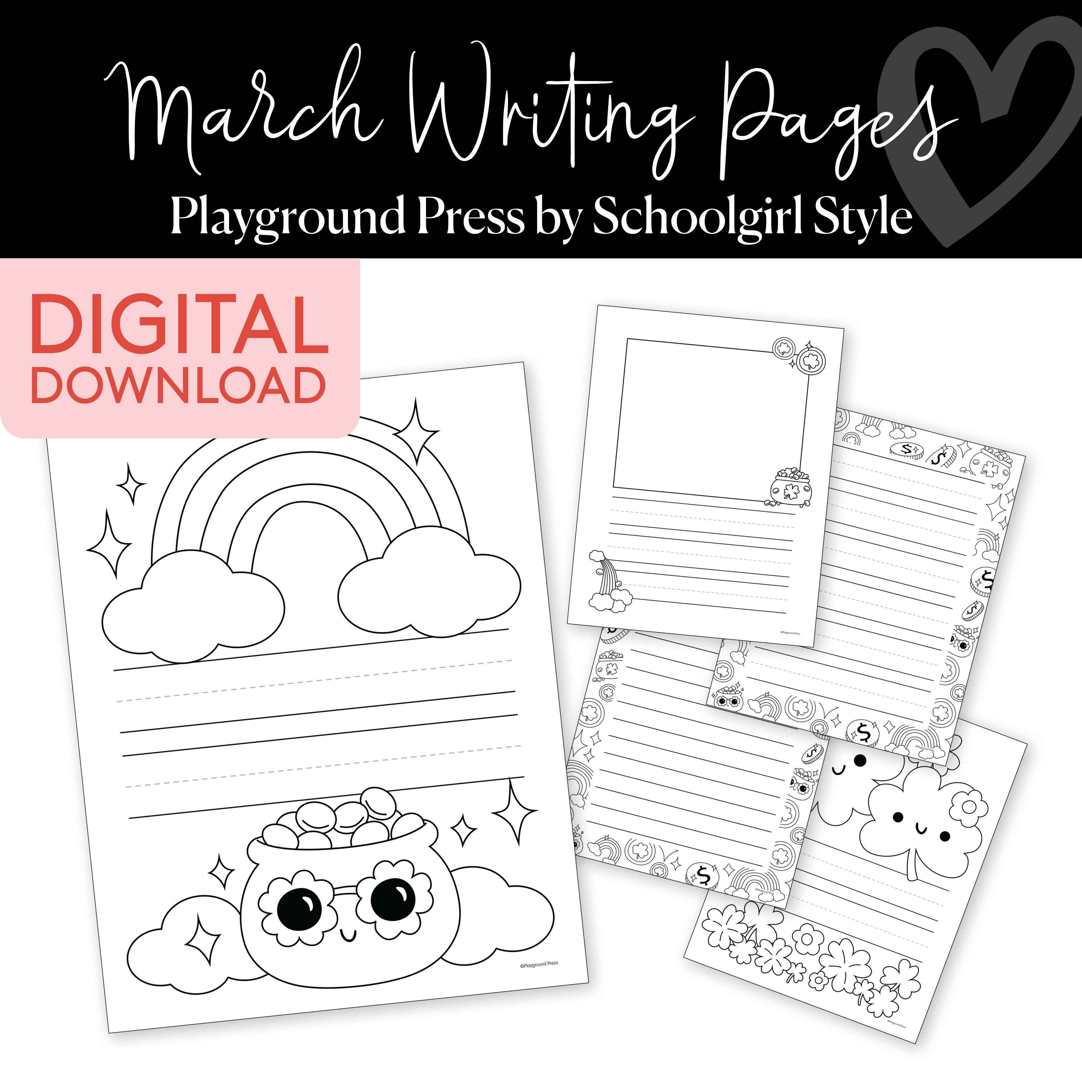 March Writing Center Pages – Schoolgirl Style