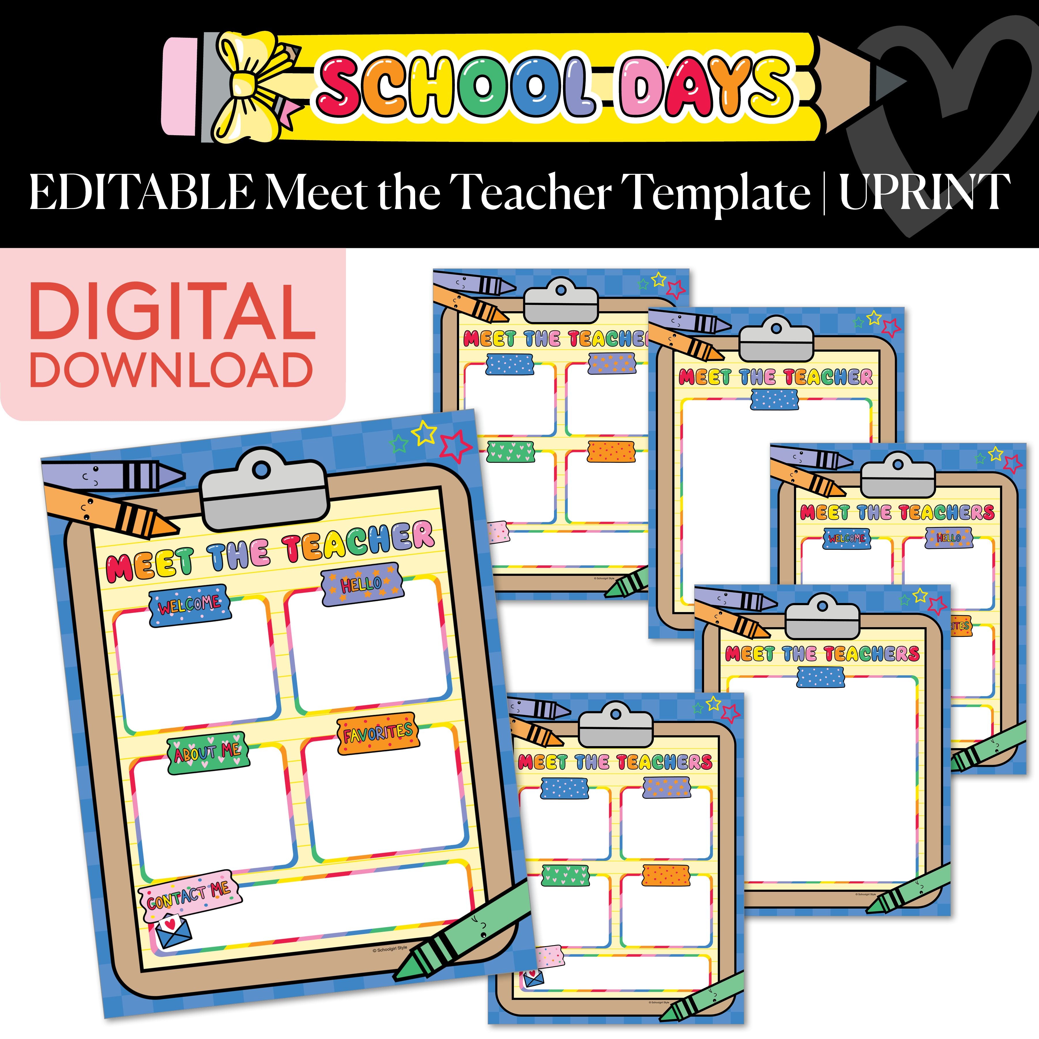 Printable Bright Rainbow Editable Meet the Teacher Flyers | School Day ...