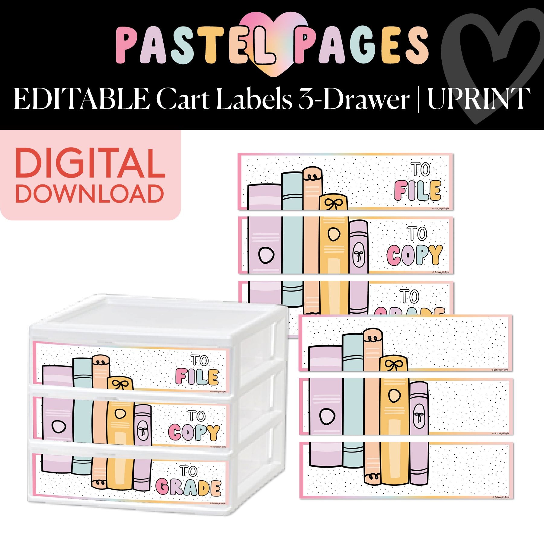 Printable Boho Pastel Three-Drawer Organizer Labels | Pastel Pages ...