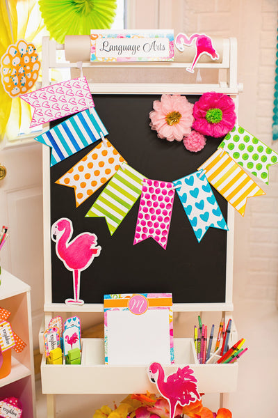 Flamingo Watercolor - Pennant Banner {UPRINT} – Schoolgirl Style