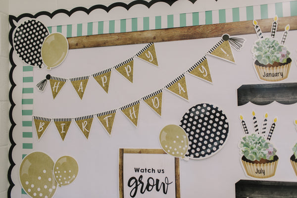Birthday | Classroom Bulletin Board Set | Simply Stylish | Schoolgirl ...
