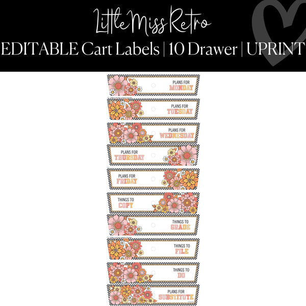 Printable and Editable 10 Drawer Rolling Cart Labels | Schoolgirl Style