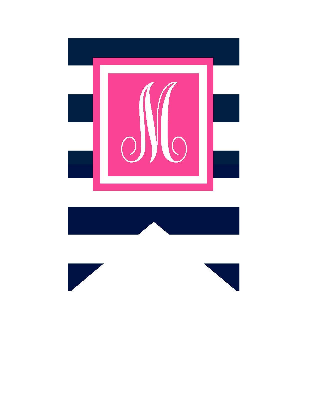 Banner Letters | Preppy Nautical Hot Pink and Navy Blue | Schoolgirl Style