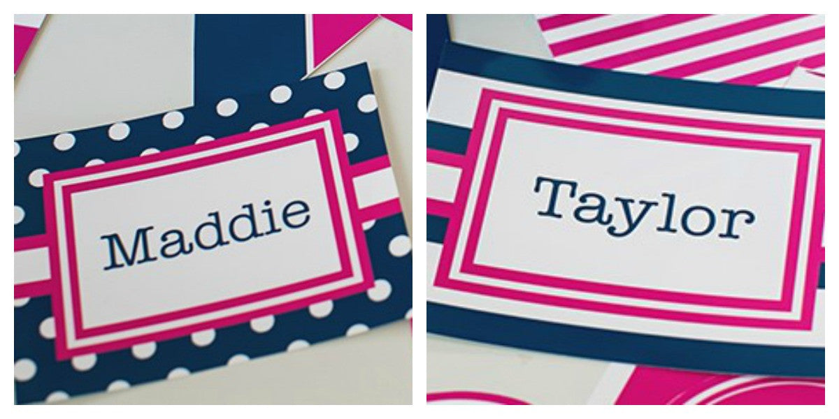 Multipurpose Labels | Preppy Nautical Hot Pink and Navy Blue ...