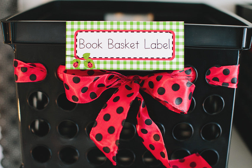 Book Basket Labels | Lovely Ladybugs | Schoolgirl Style