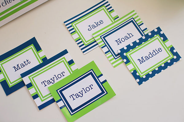Preppy Nautical Lime Green and Navy Blue Multipurpose Labels ...