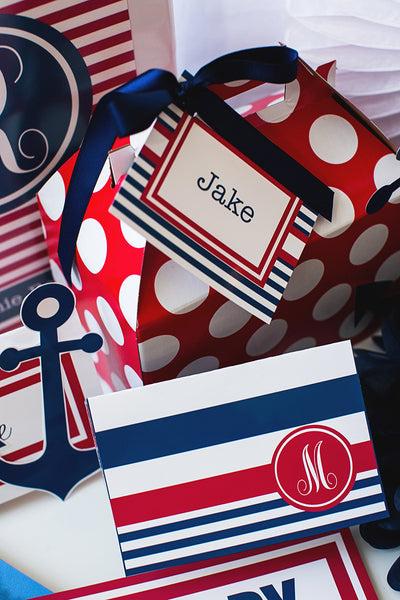 Multipurpose Labels | Preppy Nautical Red and Navy Blue | Schoolgirl Style