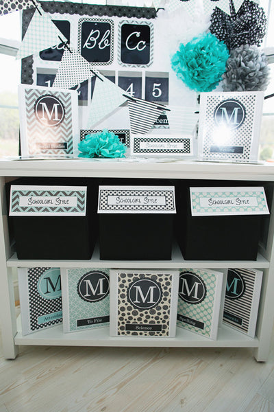 Turquoise Black and Gray | Full Printable Classroom Decor Bundle | Pri ...