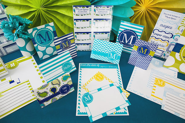Stationary Set | Paisley, Turquoise, Blue & Green | Schoolgirl Style