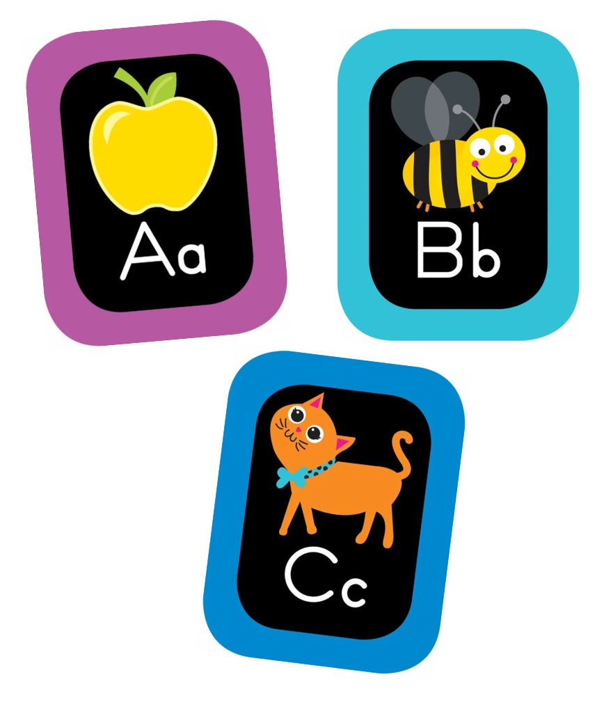 NEON Alphabet Cards with Images | Just Teach | Schoolgirl Style