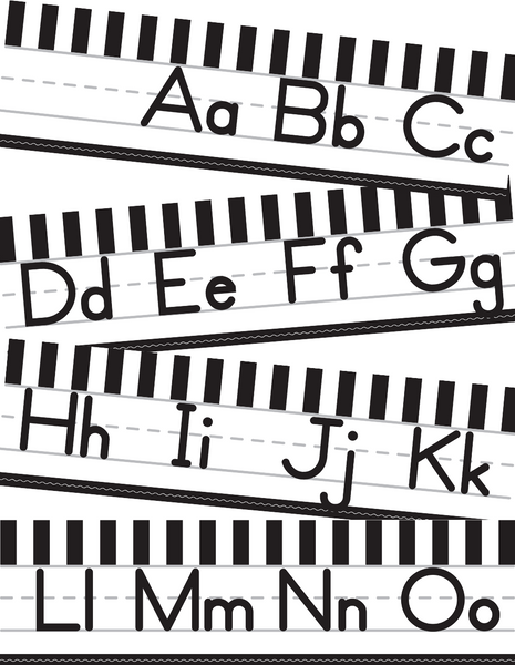 Black and White Manuscript Alphabet Line | Just Teach | Schoolgirl Style