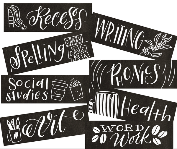 Coffee Swirl Schedule Cards | Industrial Cafe | Schoolgirl Style