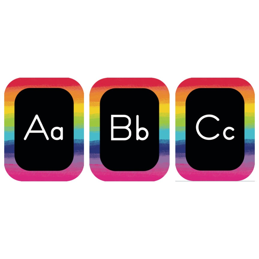 Watercolor Alphabet Cards | Rainbow Classroom Decor | Schoolgirl Style