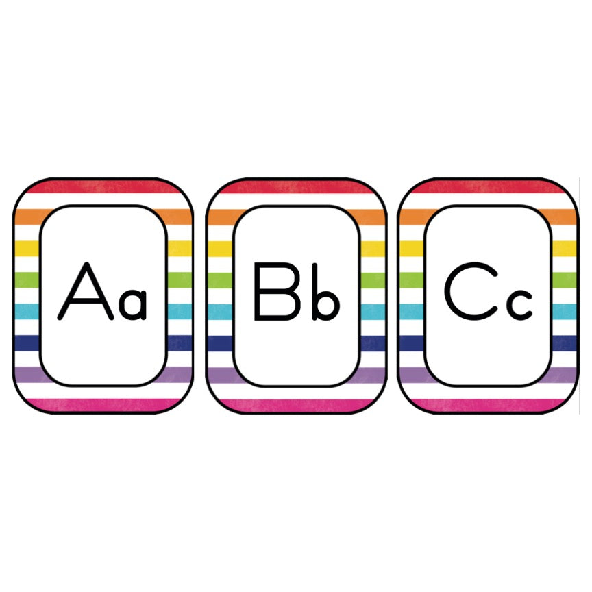 Striped Alphabet Cards | Rainbow Classroom Decor | Schoolgirl Style