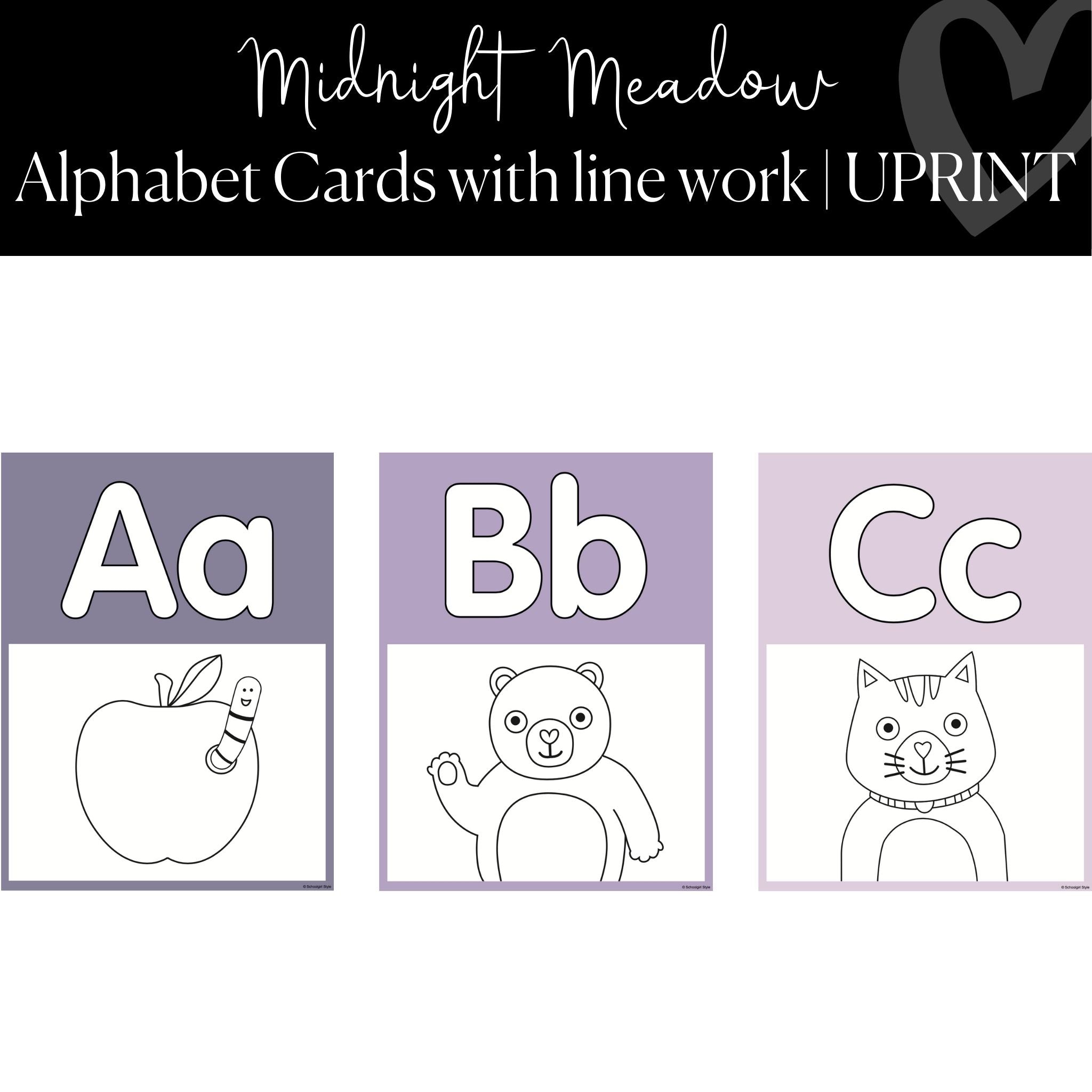 Printable Alphabet Posters with Line Work | Floral Classroom Decor ...