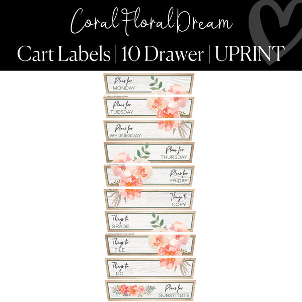 Printable and Editable 10 Drawer Rolling Cart Labels | Schoolgirl Style