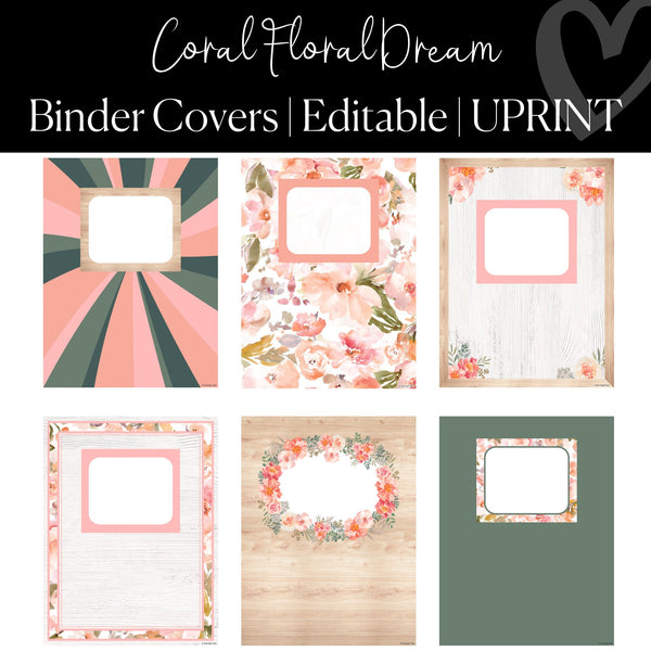 Editable and Printable Binder Covers and Spines | Floral Classroom Dec ...