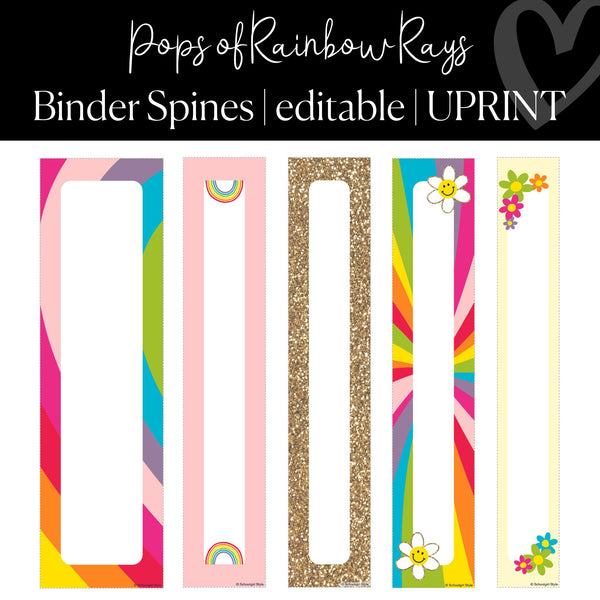 Editable and Printable Binder Covers and Spines | Rainbow Classroom De ...