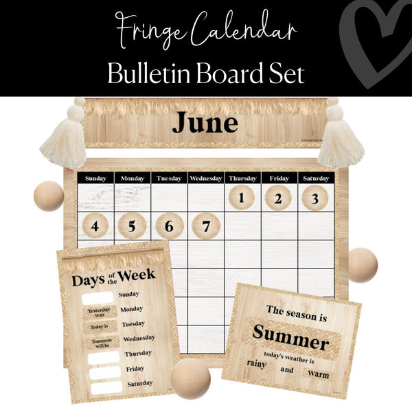 Fringe | Calendar Bulletin Board Set | Boho Classroom Decor | Schoolgi ...
