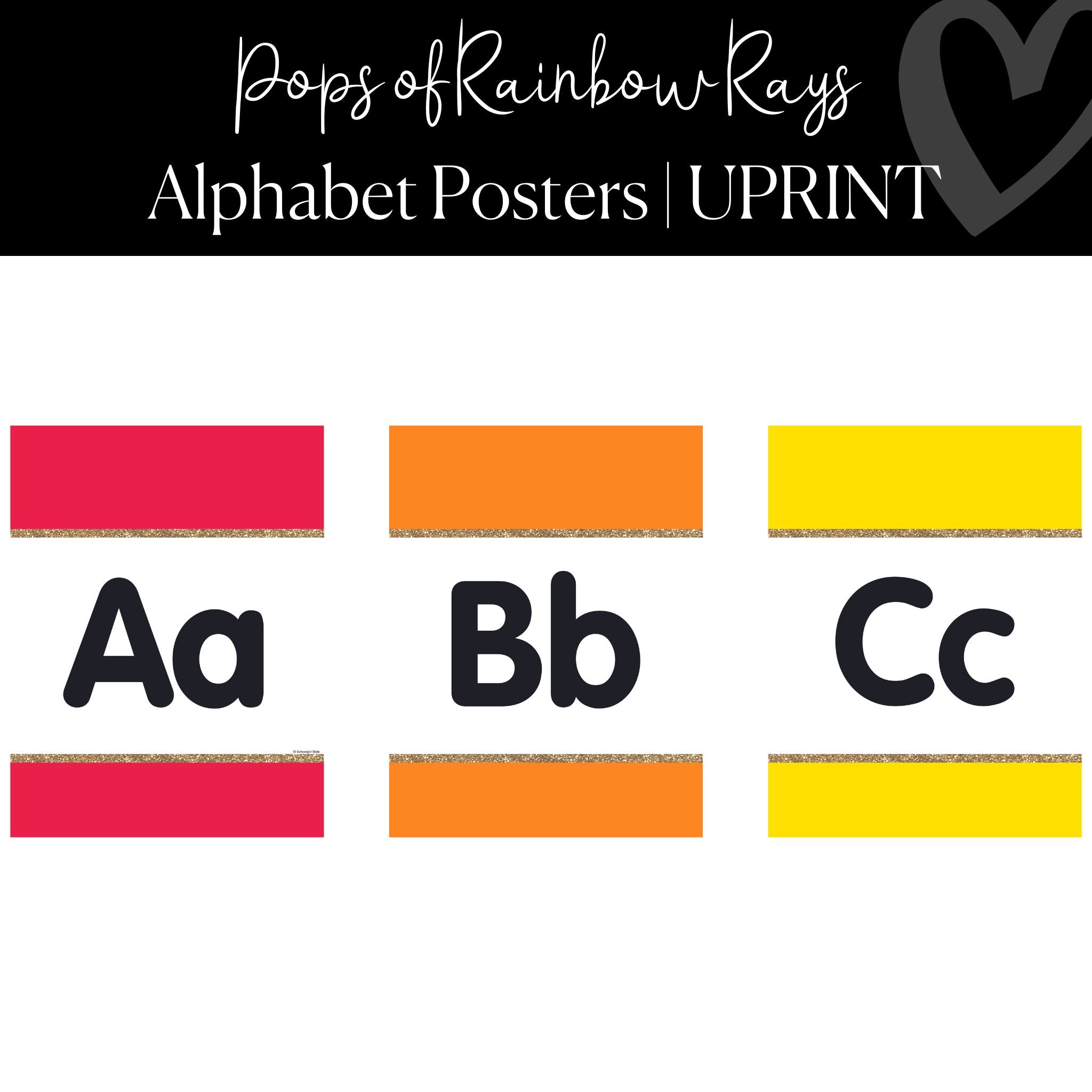 Printable Alphabet Posters | Rainbow Classroom Decor | Schoolgirl Style
