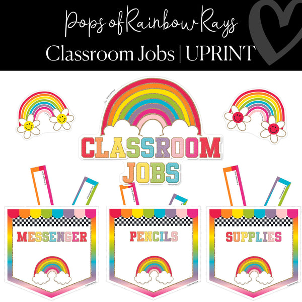 Classroom Jobs Bulletin Board Set | Rainbow and Retro Classroom Decor ...