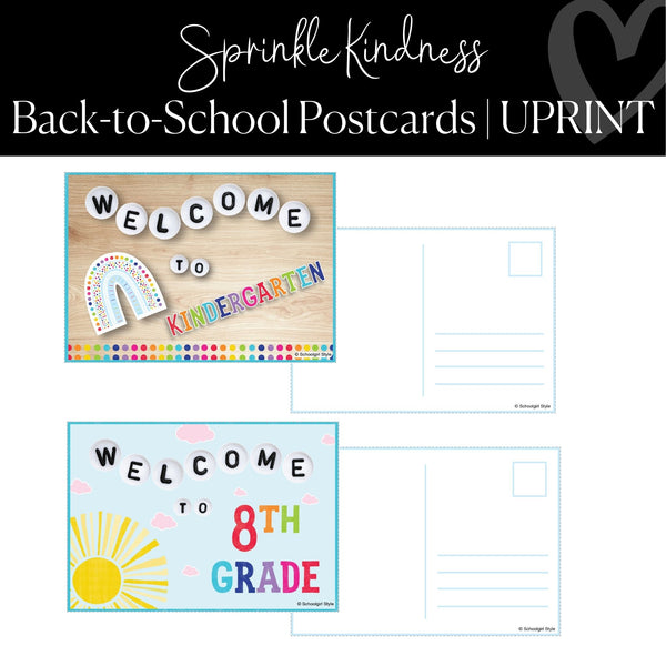 Rainbow Back-to-School Postcards |Rainbow Decor | Schoolgirl Style
