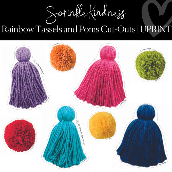 Poms and Tassel Cut-Outs | Rainbow Classroom Decor | Schoolgirl Style