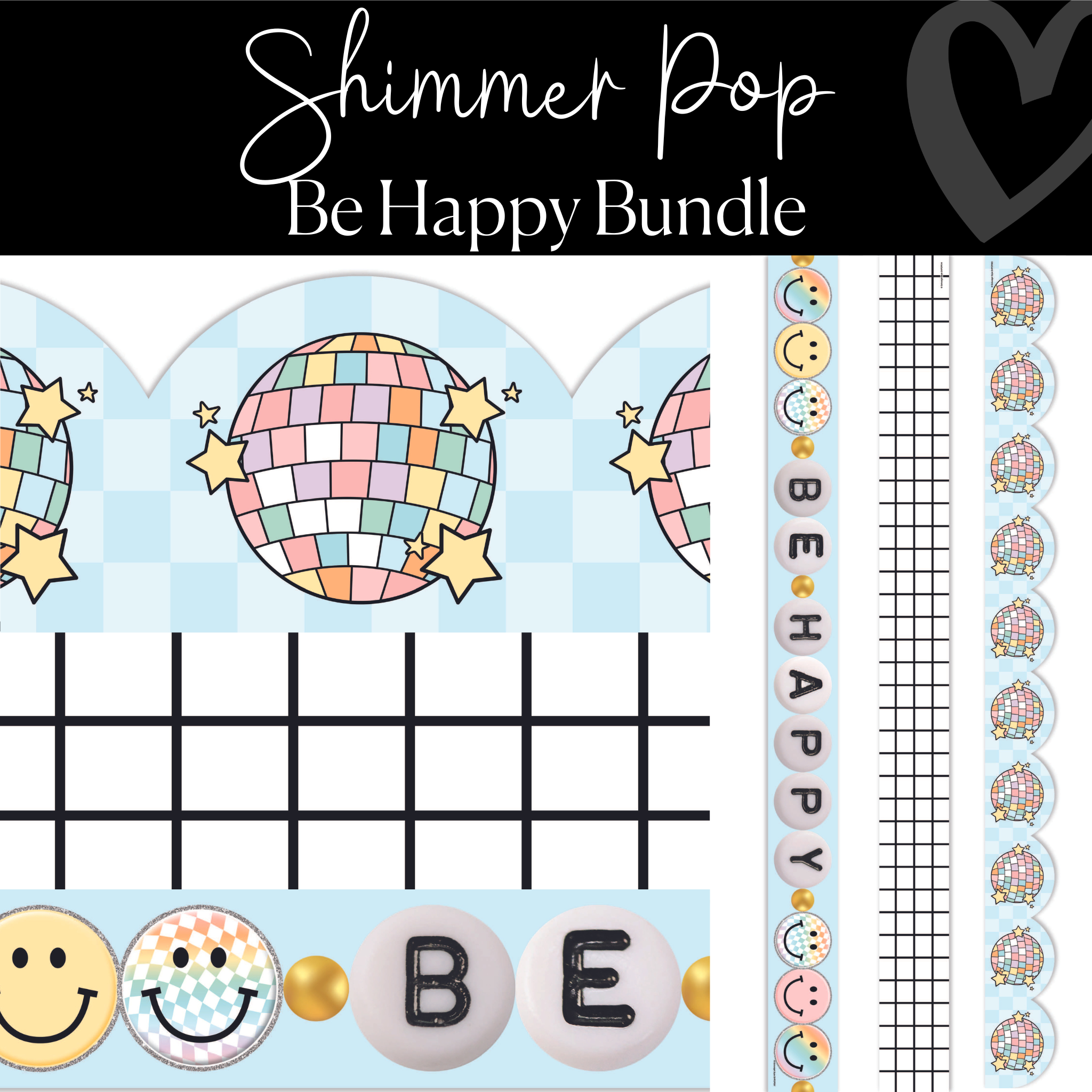 Be Happy Border Bundle | Bulletin Board Borders | Schoolgirl Style