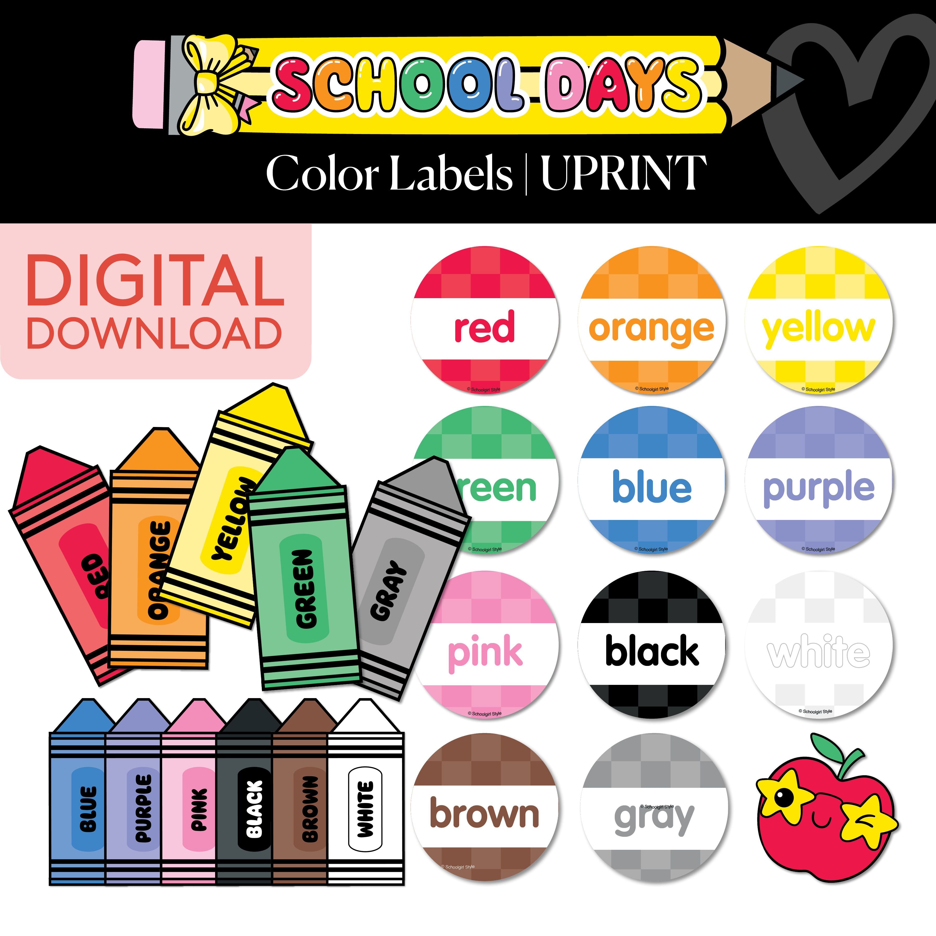 Printable Bright Rainbow Colors Labels | School Days – Schoolgirl Style