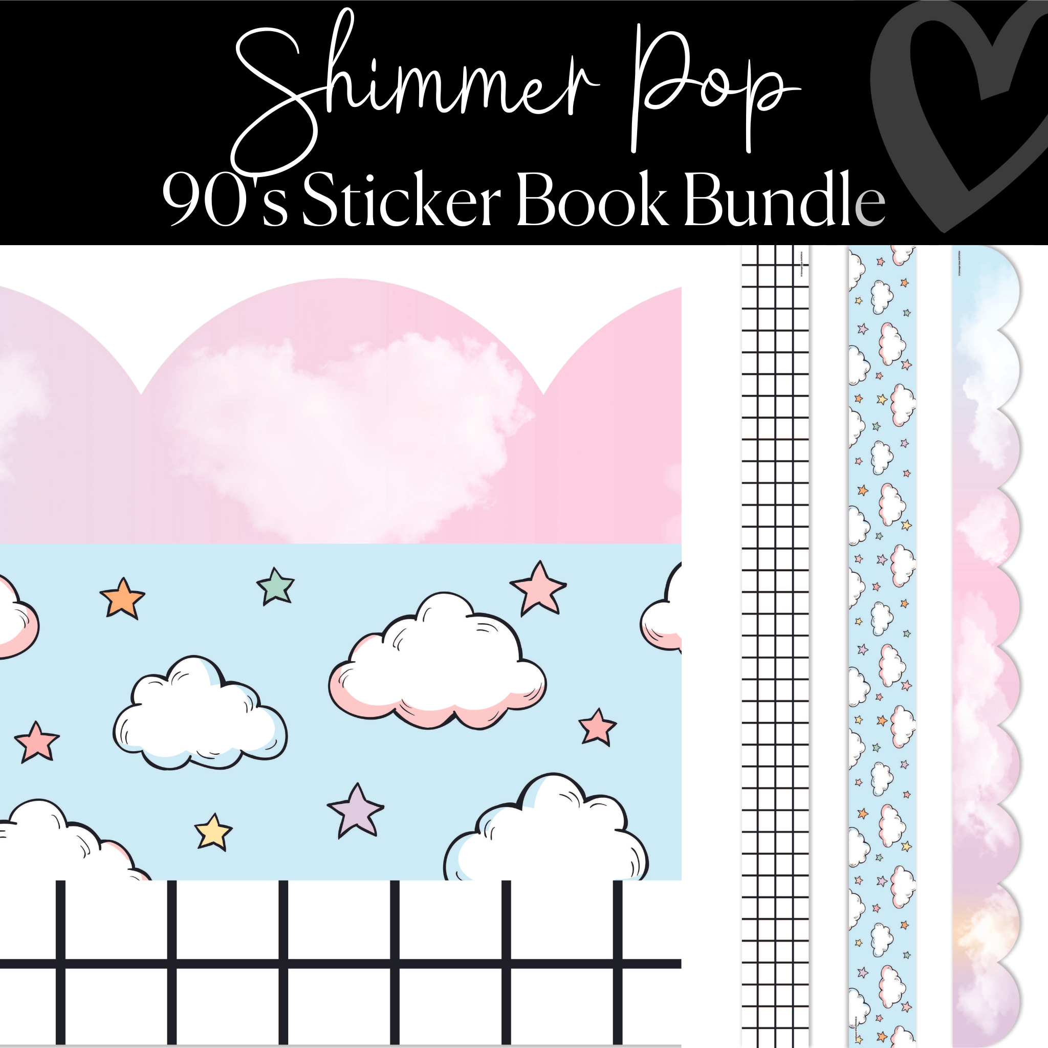 90's Sticker Book Border Bundle | Bulletin Board Borders | Schoolgirl ...