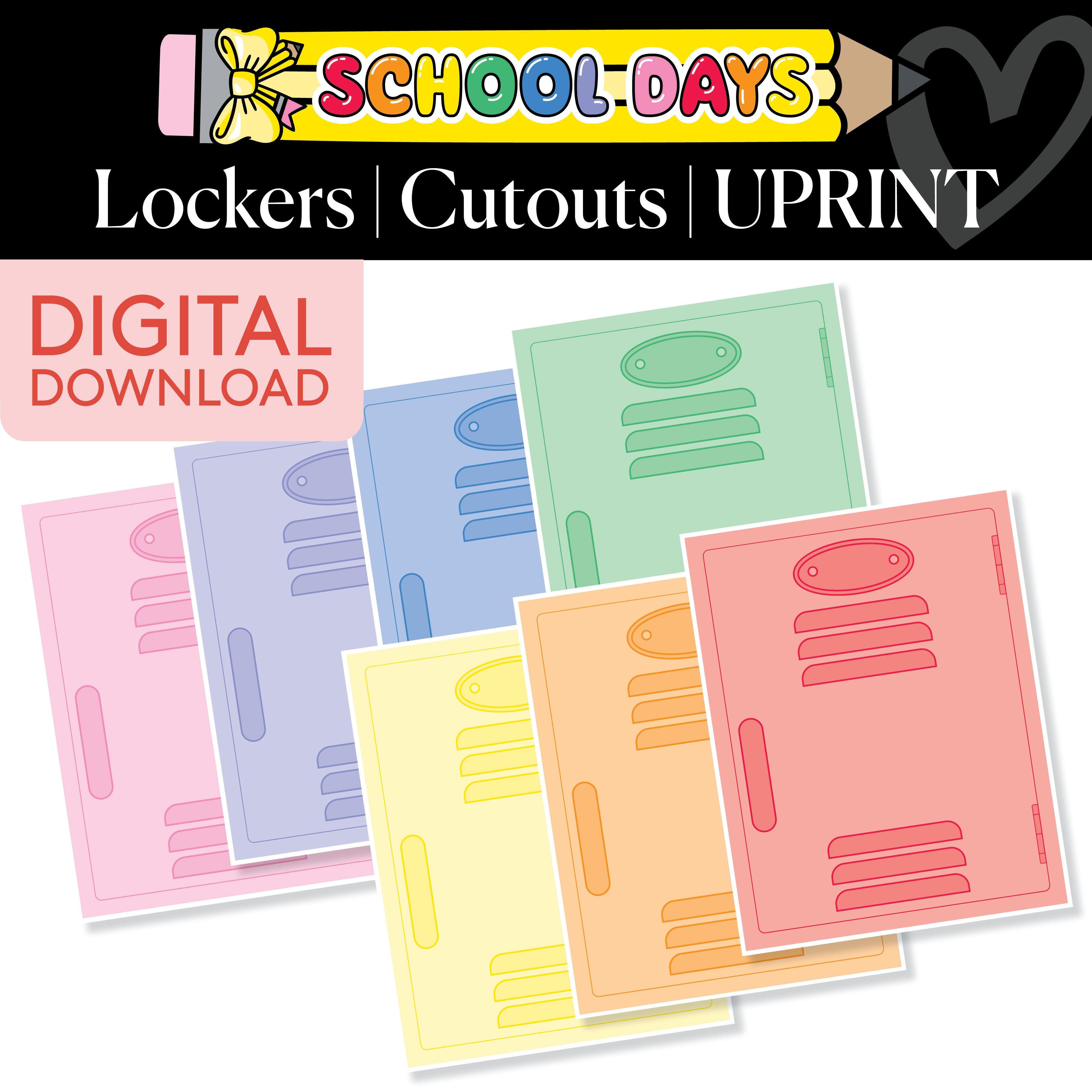 Printable Bright Rainbow Lockers Paper Bulletin Board Cutouts | School ...