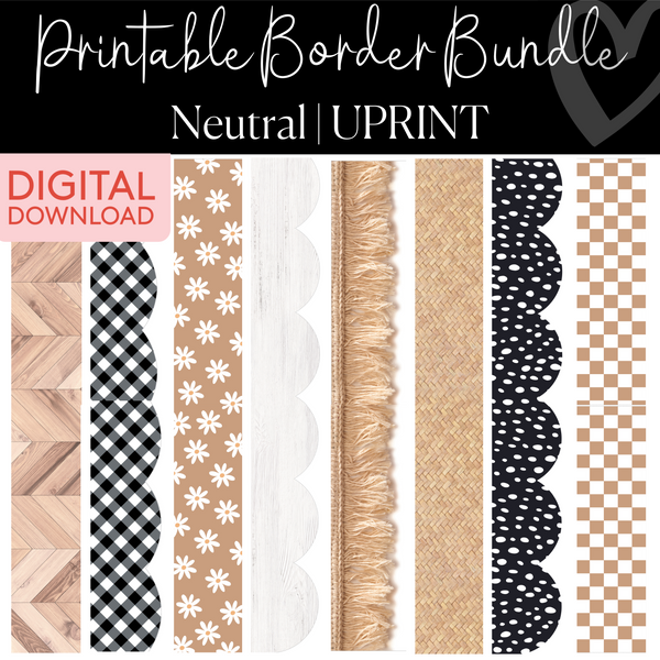 Printable Border Bundle | Neutral | UPRINT | Schoolgirl Style