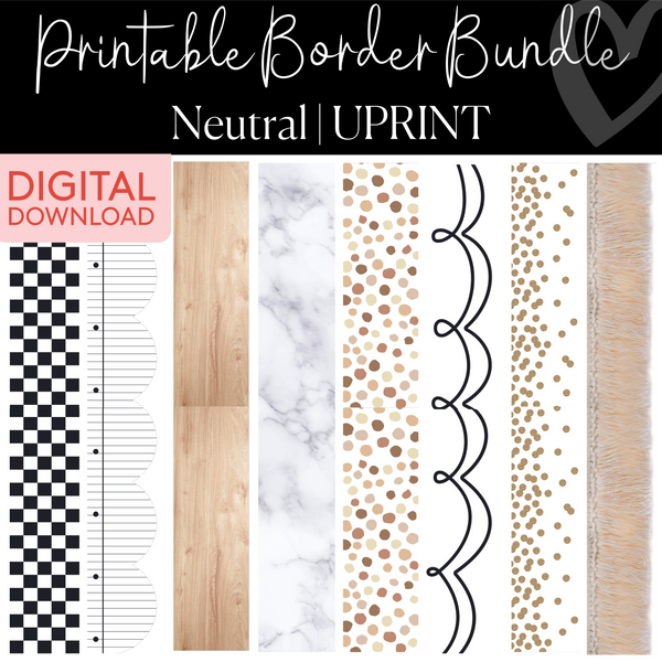 Printable Border Bundle | Neutral | UPRINT | Schoolgirl Style
